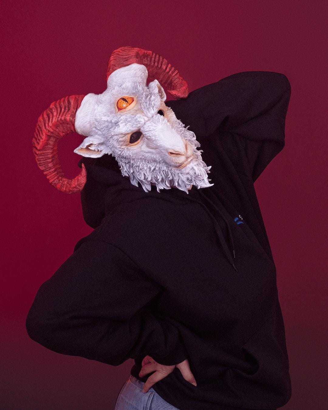 Goat of the Abyss Helmet Mask – 3D Printed Demon Goat Cosplay Headgear ...