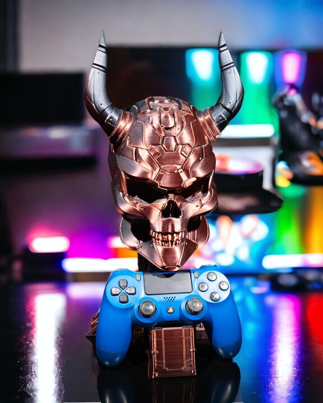Sci-fi Skull Controller & Headphone Stand: Cyberpunk Gamer Desk Decor ...
