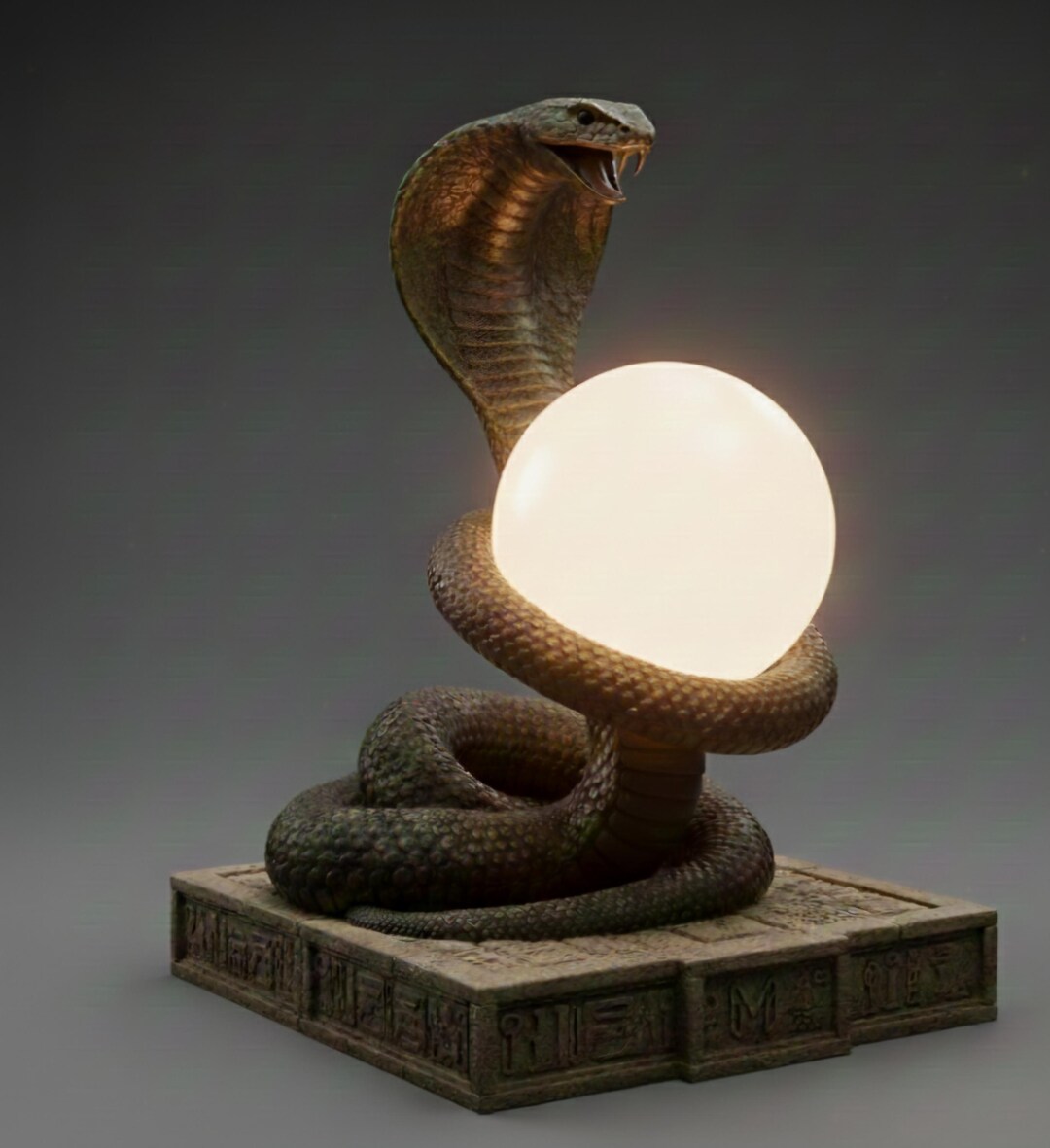 Ancient Serpent LED Lamp | 3D Printed Cobra & Orb Light | Unique ...