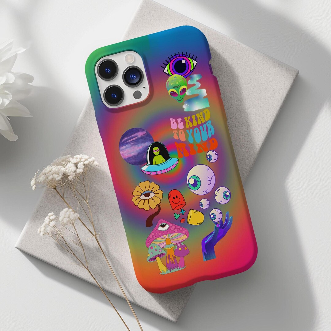 Retro Psychedellic Hippie Tough Phone Case, Vintage Mushroom Surreal ...