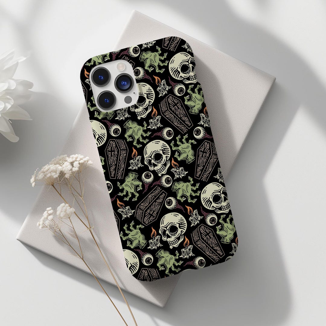 Creepy Halloween Phone Case: Skeleton, Skull & Eyeballs - Etsy
