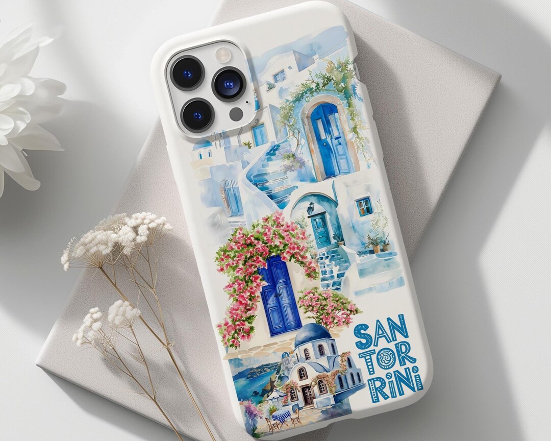 Santorini Collage Phone Case, Summer, Protective Shell - Etsy