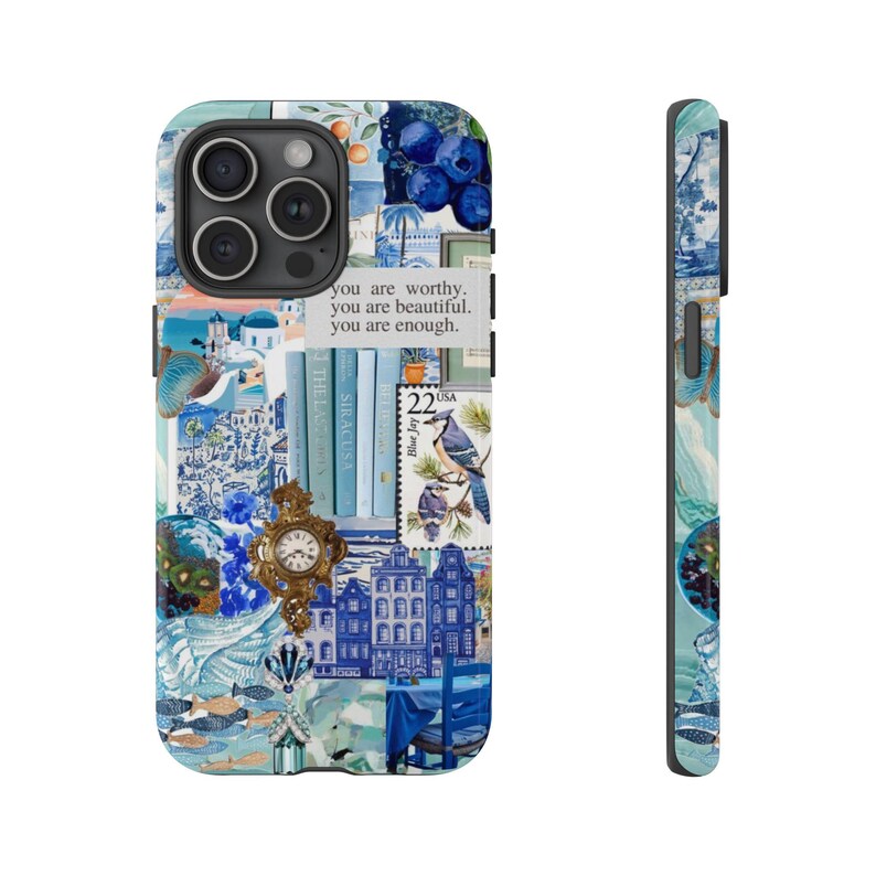 You Enough Beautiful Worthy Themed Stamp Coastal Blue Collage Aesthetic ...