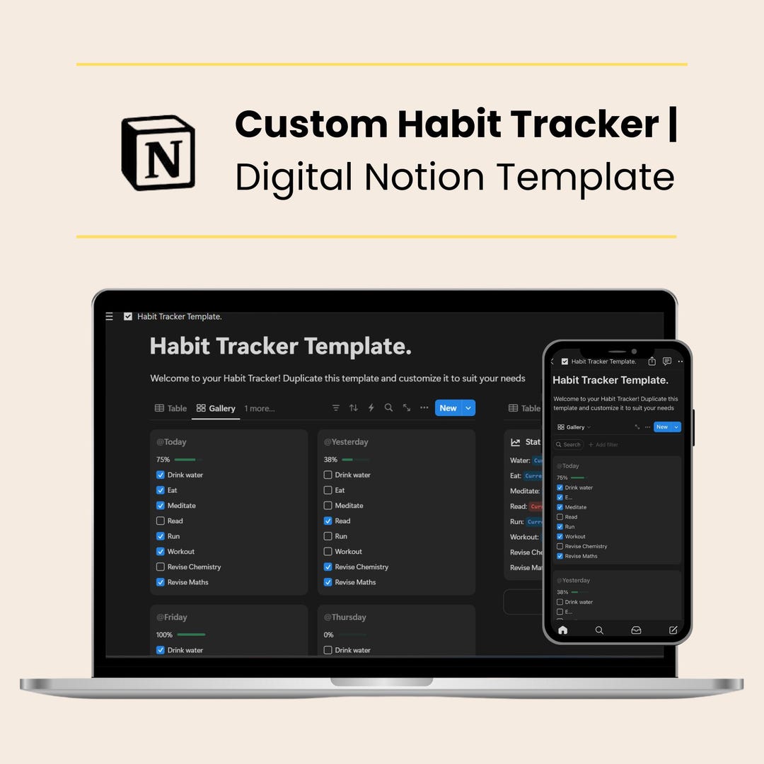Notion Habit Tracker Template | Daily Habit Tracker With Streak Counter ...