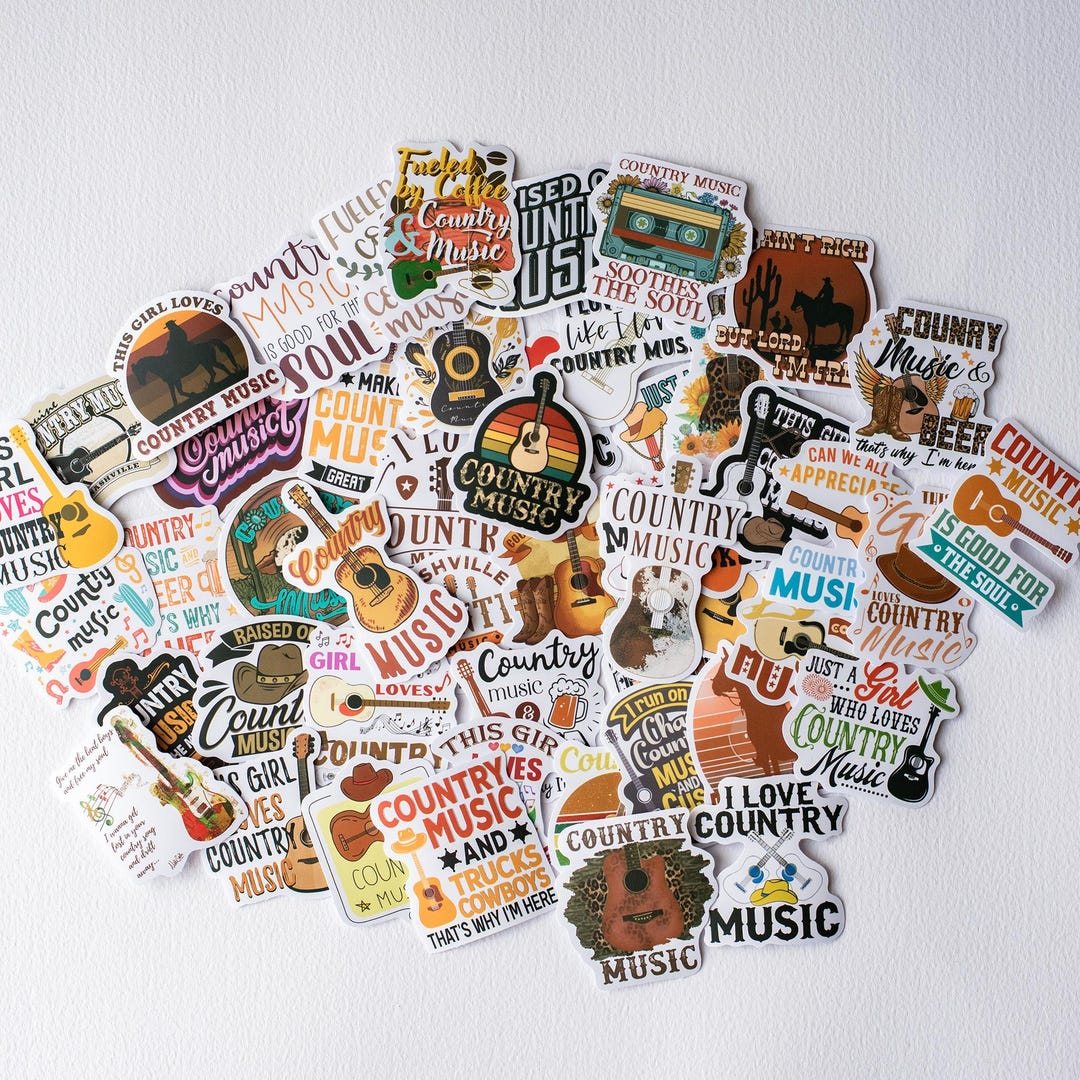 Country Music Vinyl Stickers, Western Laptop Decals, Waterproof Cowboy ...