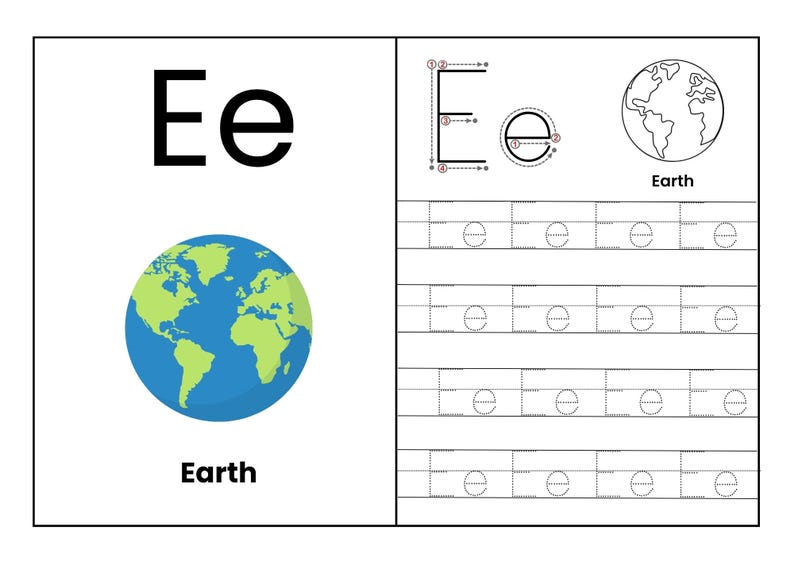 Printable Alphabet Flashcard and Tracing Letter | Digital Product ...