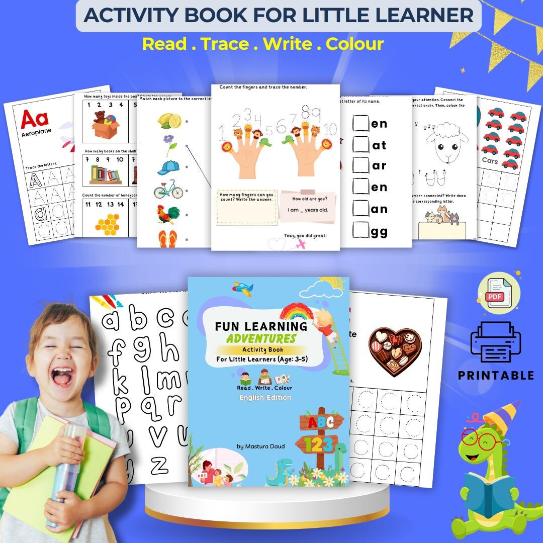 Premium Activity Book for Little Learner | Alphabet and Numbers ...