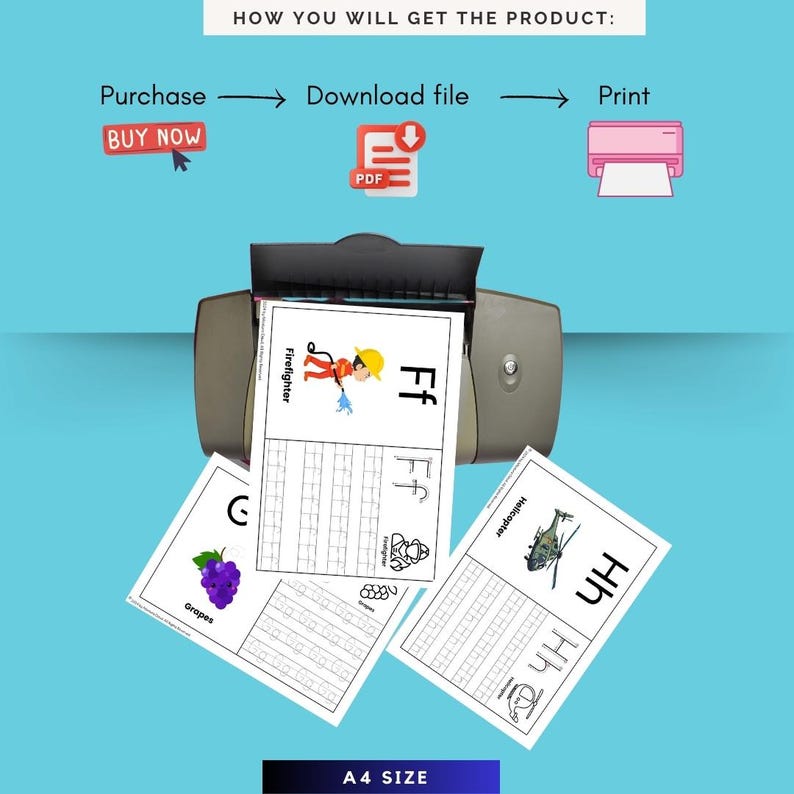 Printable Alphabet Flashcard and Tracing Letter | Digital Product ...