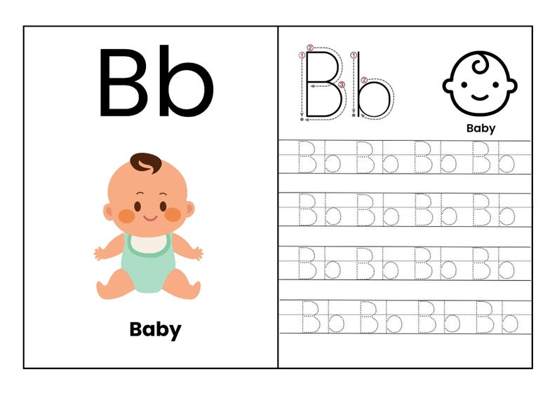 Printable Alphabet Flashcard and Tracing Letter | Digital Product ...