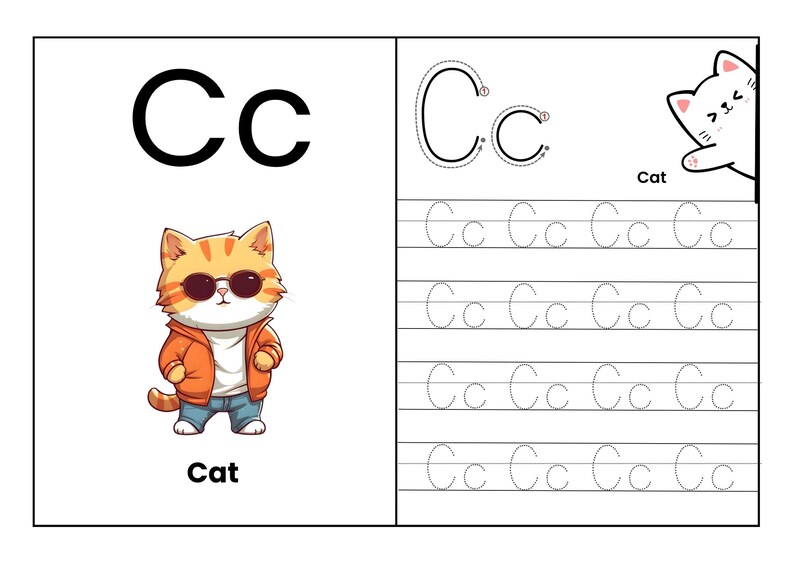 Printable Alphabet Flashcard and Tracing Letter | Digital Product ...