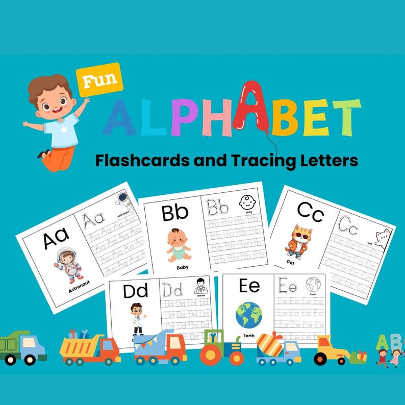 Printable Alphabet Flashcard and Tracing Letter | Digital Product ...