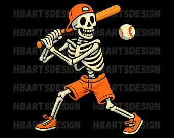 Skeleton Baseball Halloween PNG, Funny Spooky Baseball Player ...