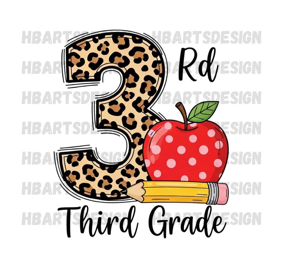 Third Grade Leopard PNG, First Day of School Clipart (digital Download ...