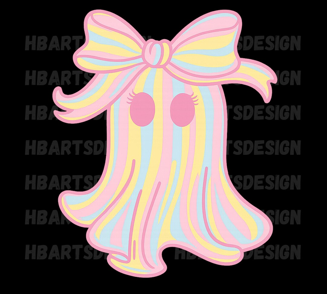 Preppy Ghost PNG: Girly Halloween Bow Design (digital Download) - Etsy