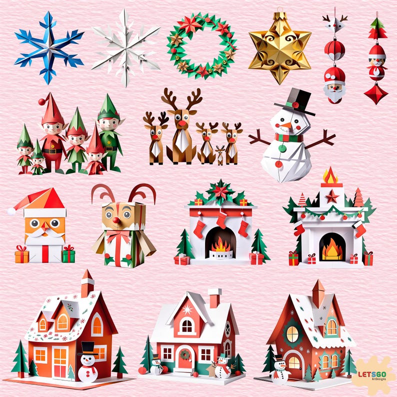 Paper Toy Christmas Clipart, Cute Christmas Clipart, Cute Santa Clipart ...