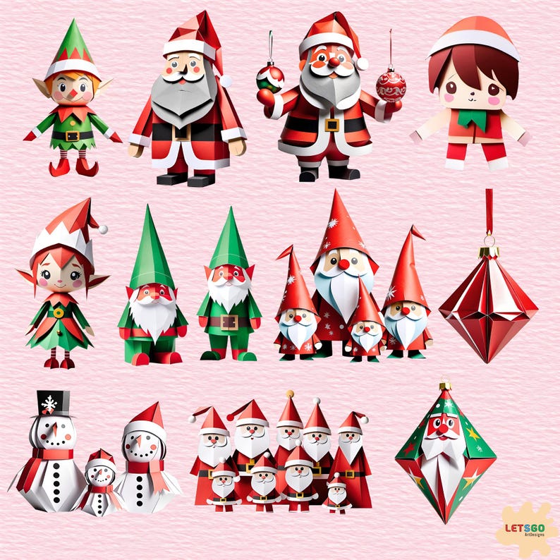 Paper Toy Christmas Clipart, Cute Christmas Clipart, Cute Santa Clipart ...