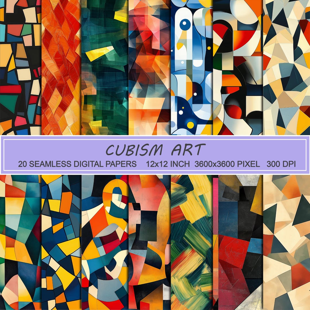 20 Cubism Art Seamless Patterns, Digital Paper, Cubism Background ...