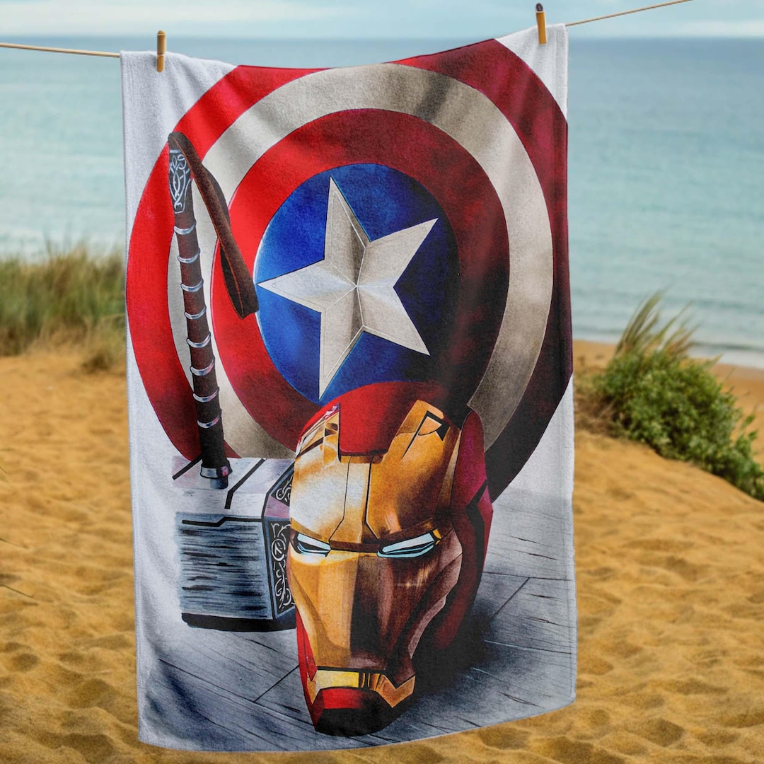 Superhero Beach Towel, Durable, Comfortable, Gift, Iron Man, Captain ...