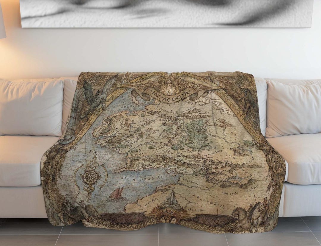Earth Map Blanket, Middle Earth Map Blanket, Earht Map Blanket, Middle ...