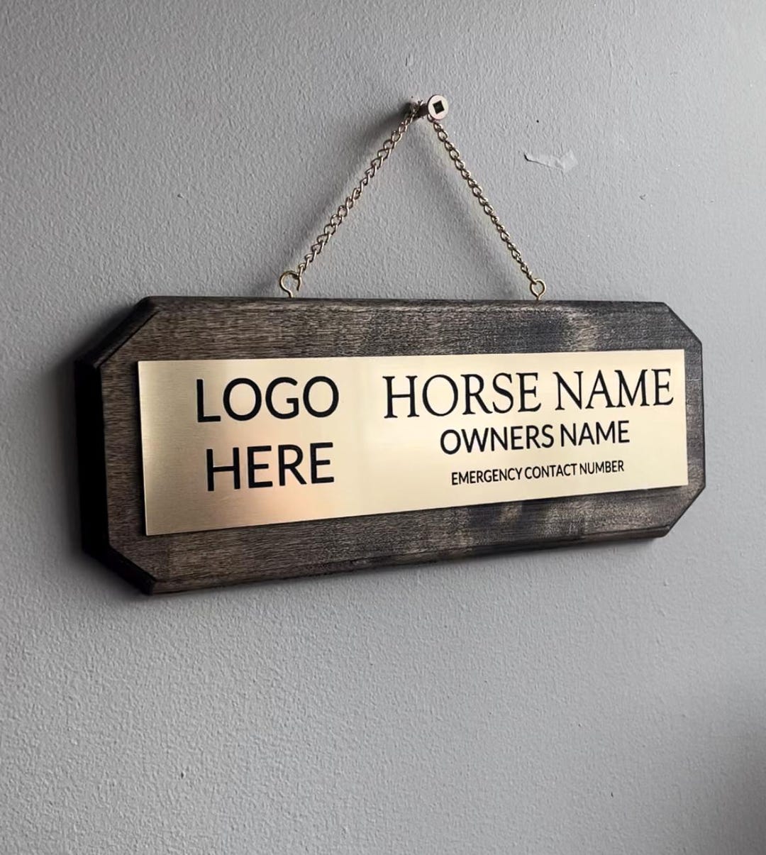 PORTABLE STALL PLATES | Portable Brushed Brass Equine Stall Plates ...