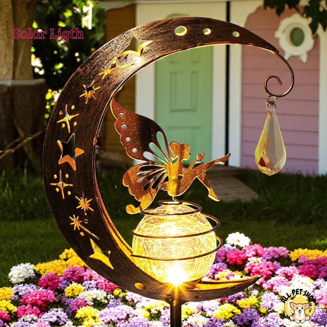 Fairy and Moon Solar Lights, Garden Decoration Ideas, Garden Solar ...