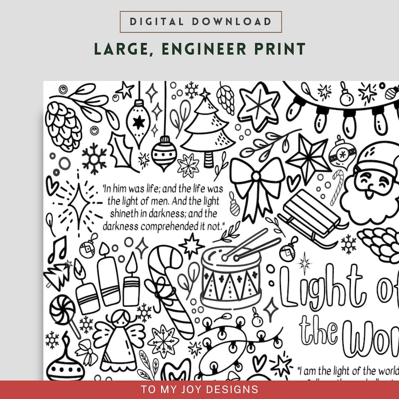 Light of the World Christmas Coloring Page | Large Engineer Print With ...