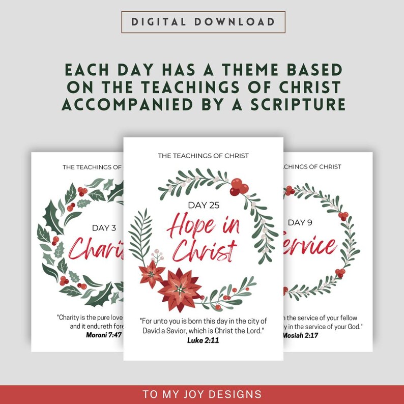 25 Days Christ Teachings Advent Cards + Activity Ideas | LDS Quotes ...