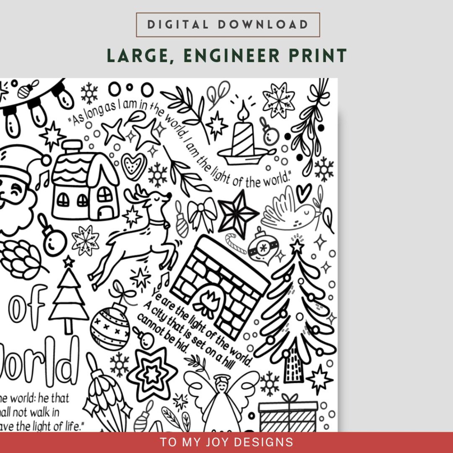 Light of the World Christmas Coloring Page | Large Engineer Print With ...