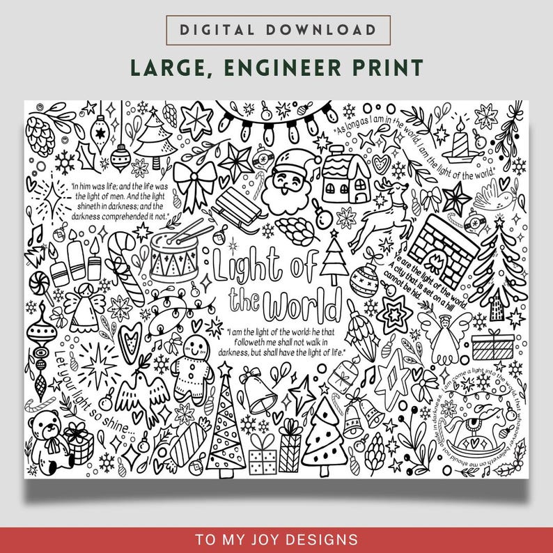 Light of the World Christmas Coloring Page | Large Engineer Print With ...