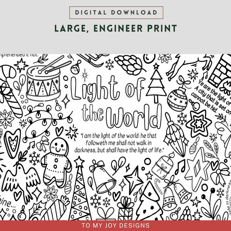 Light of the World Christmas Coloring Page | Large Engineer Print With ...
