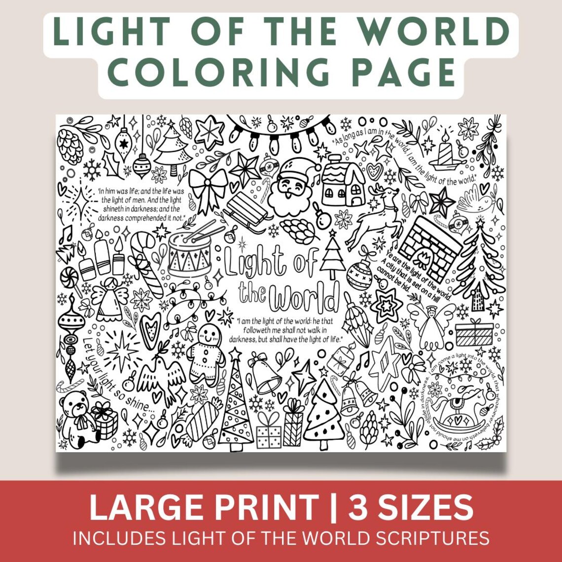Light of the World Christmas Coloring Page | Large Engineer Print With ...
