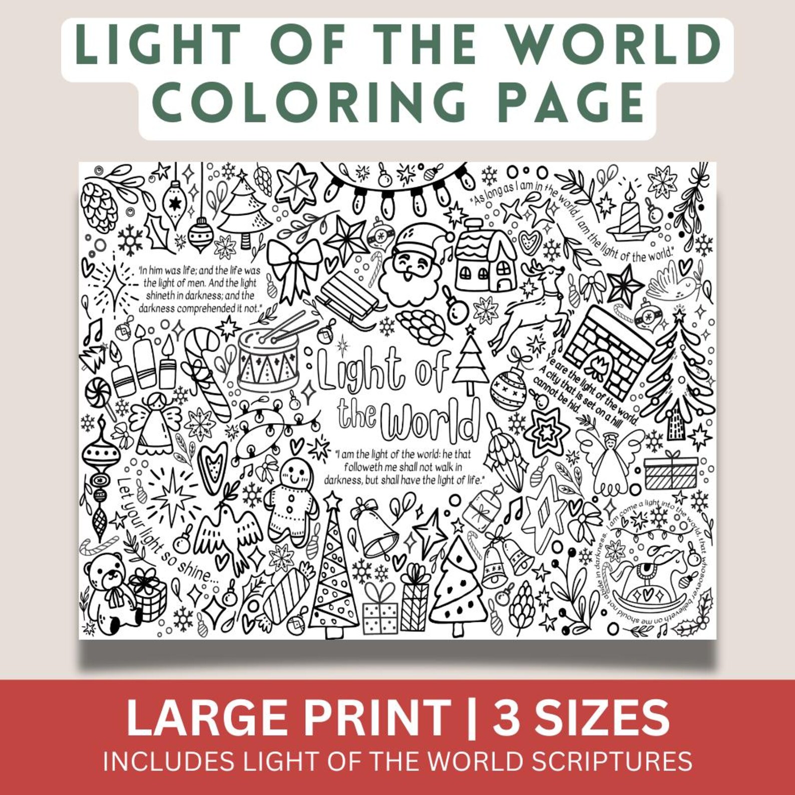 Light of the World Christmas Coloring Page | Large Engineer Print With ...