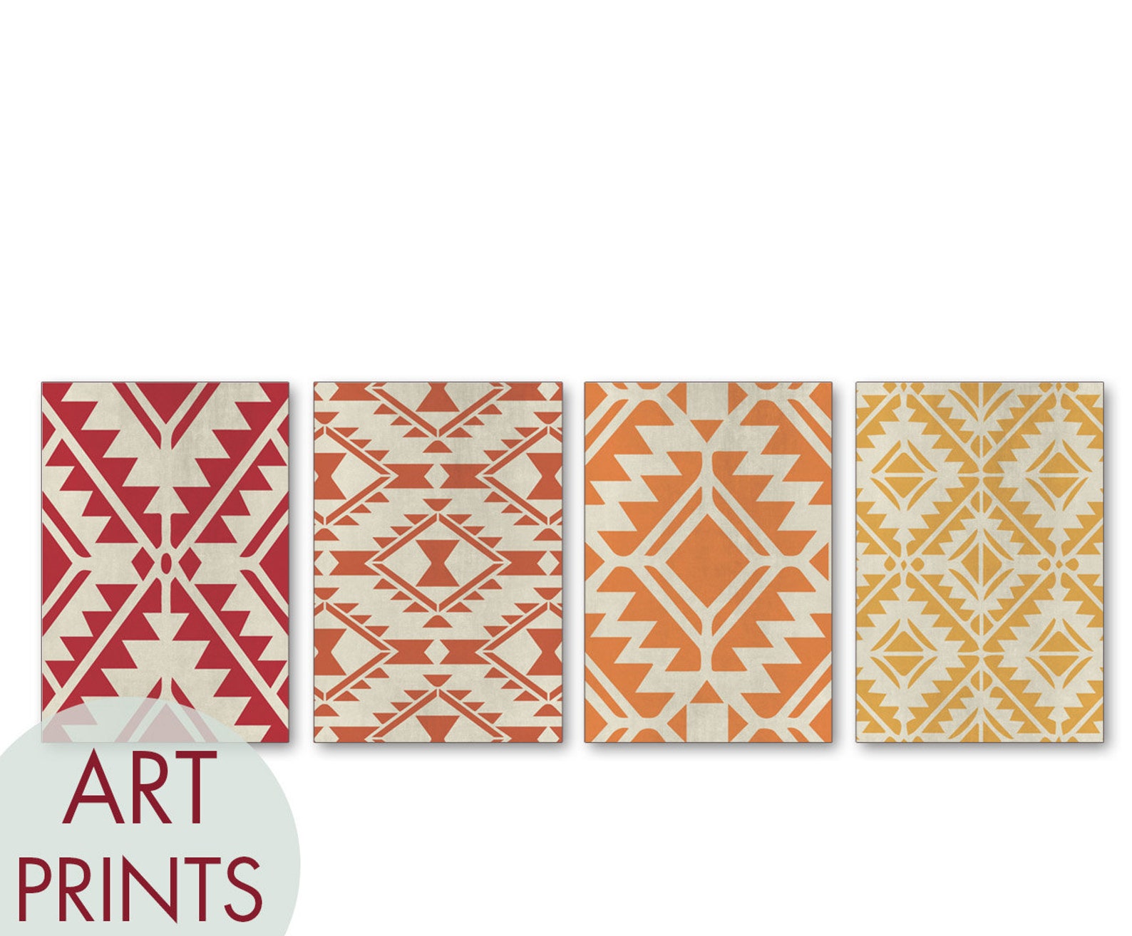 Navajo Indian Inspired Geometric Patterns series A4 Set of 4 - Etsy