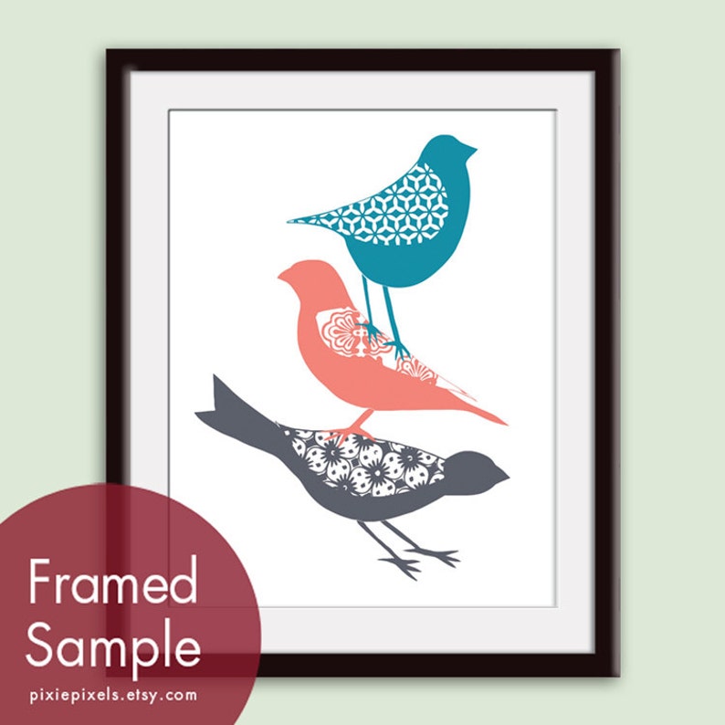 Stacked Cute Birds A Art Print featured in Atlantic - Etsy