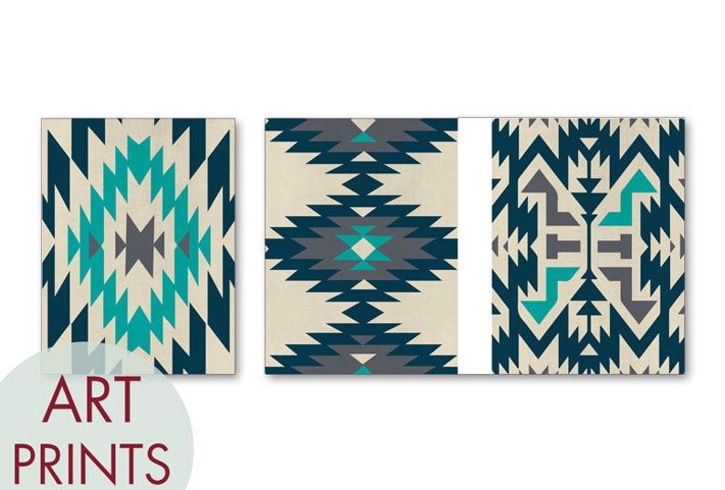 Navajo Indian inspired Geometric Patterns Series F3 Set of 3 | Etsy