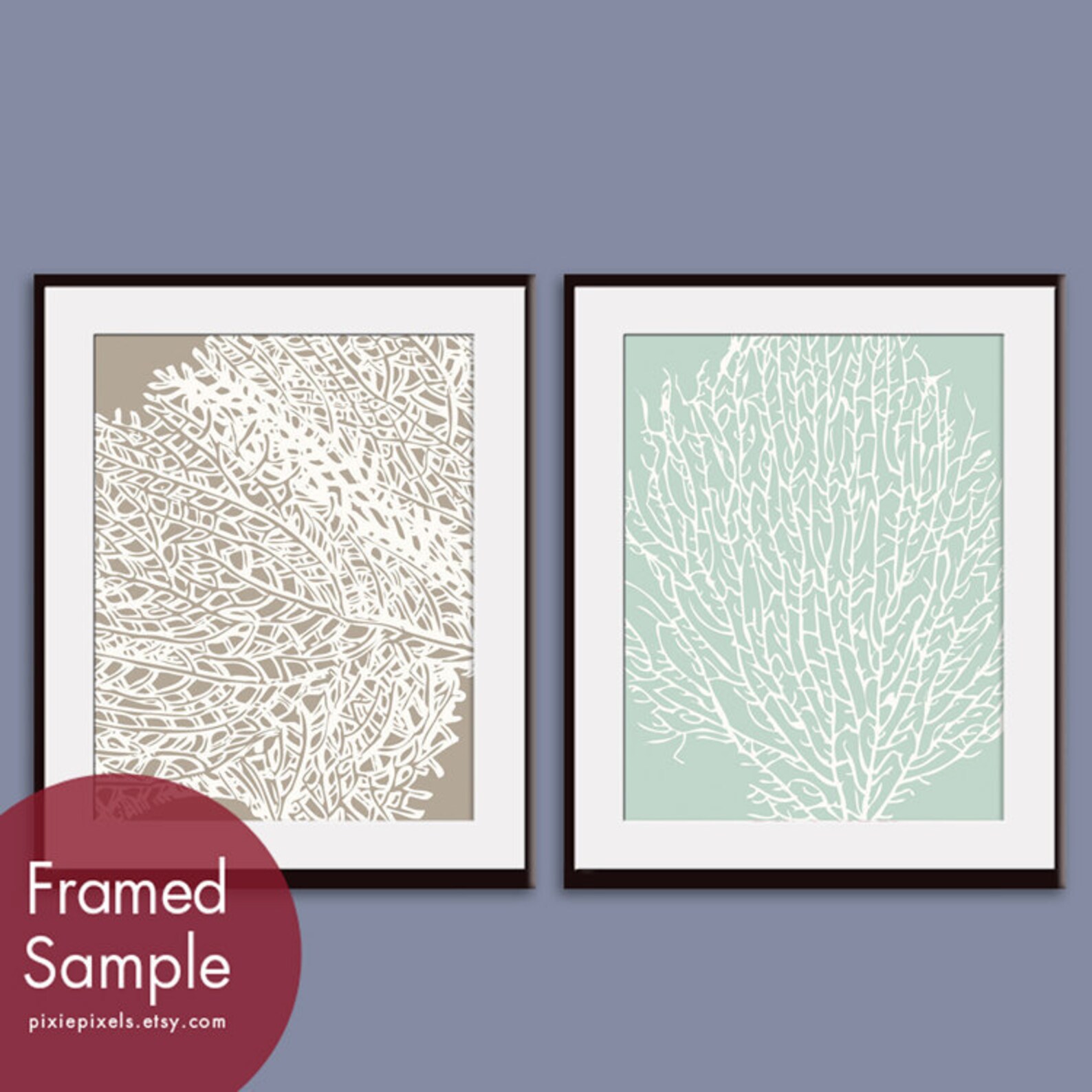 Underwater Sea Coral Collection series 2c set of 2 Art Prints Featured ...