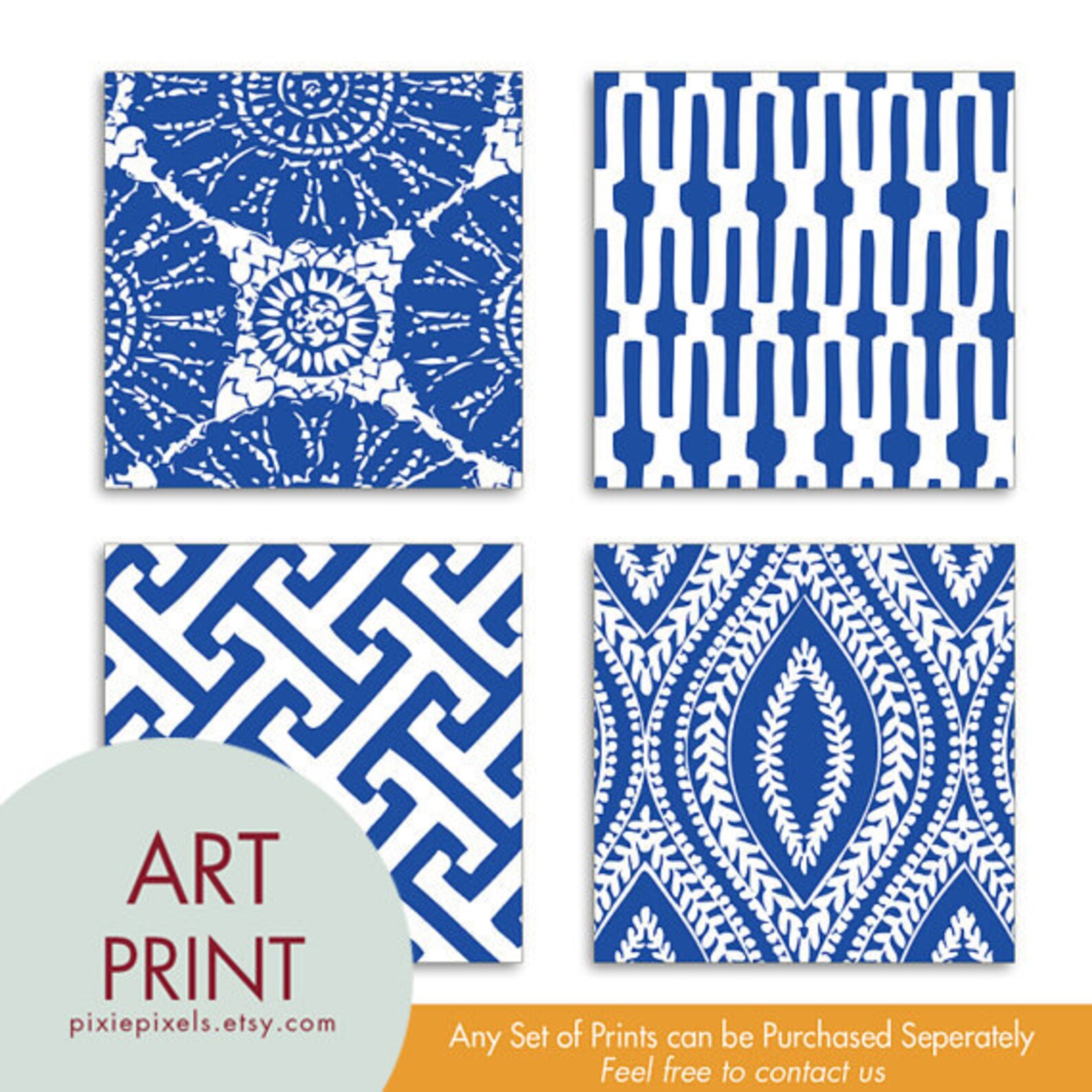 Marine Pattern Prints Collection series A Set of 4 Art - Etsy