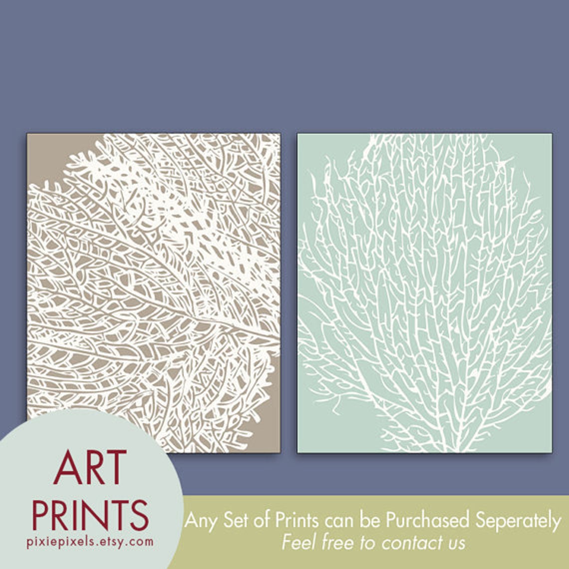 Underwater Sea Coral Collection series 2c set of 2 Art - Etsy