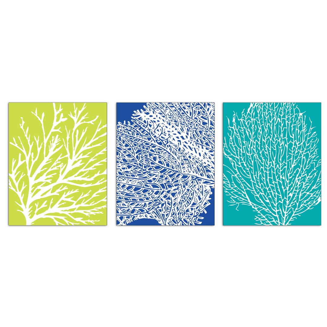 Underwater Sea Coral Collection series B Set of 3 Art - Etsy