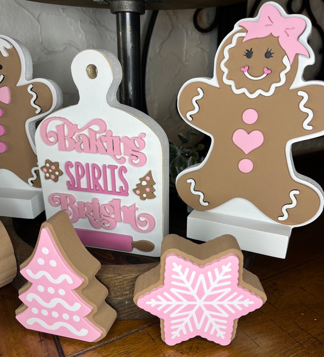 Gingerbread Pink Tier Tray Decor - Etsy