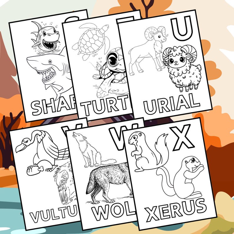 26 Printable Animals Coloring Pages From A to Z / Printable PDF / 26 ...