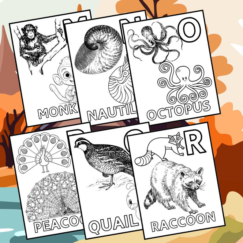 26 Printable Animals Coloring Pages From A to Z / Printable PDF / 26 ...