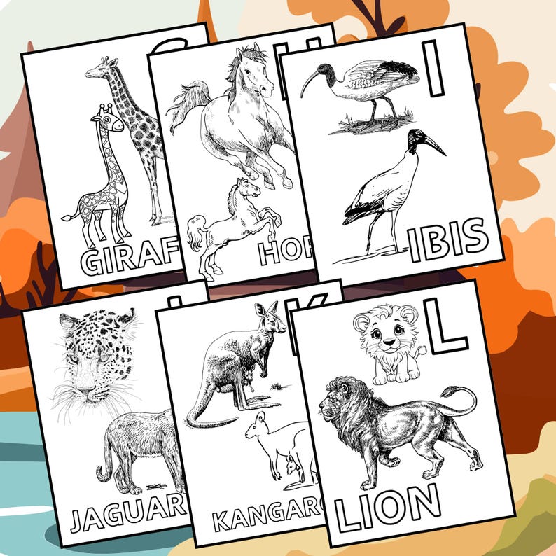26 Printable Animals Coloring Pages From A to Z / Printable PDF / 26 ...