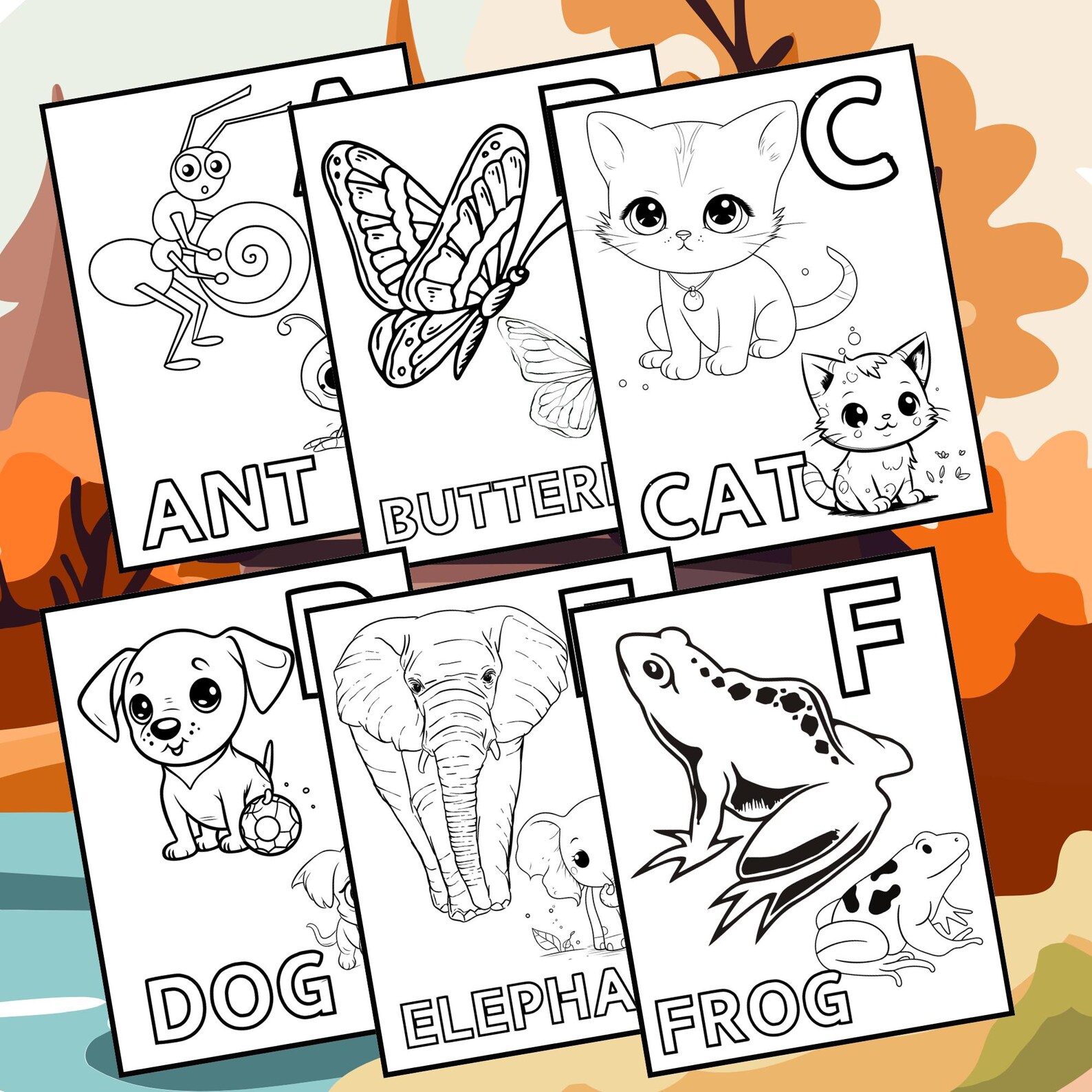 26 Printable Animals Coloring Pages From A to Z / Printable PDF / 26 ...