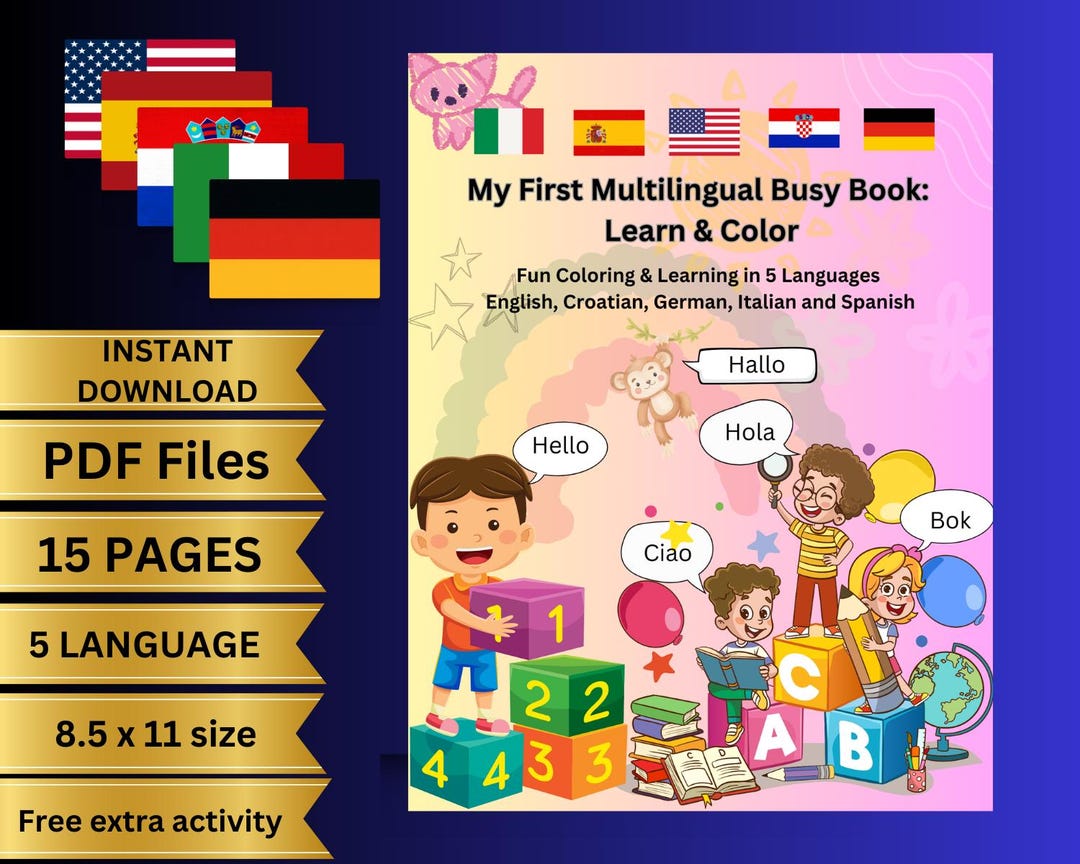 Multilingual Colors Busy Book | Learn Colors in English, Spanish ...