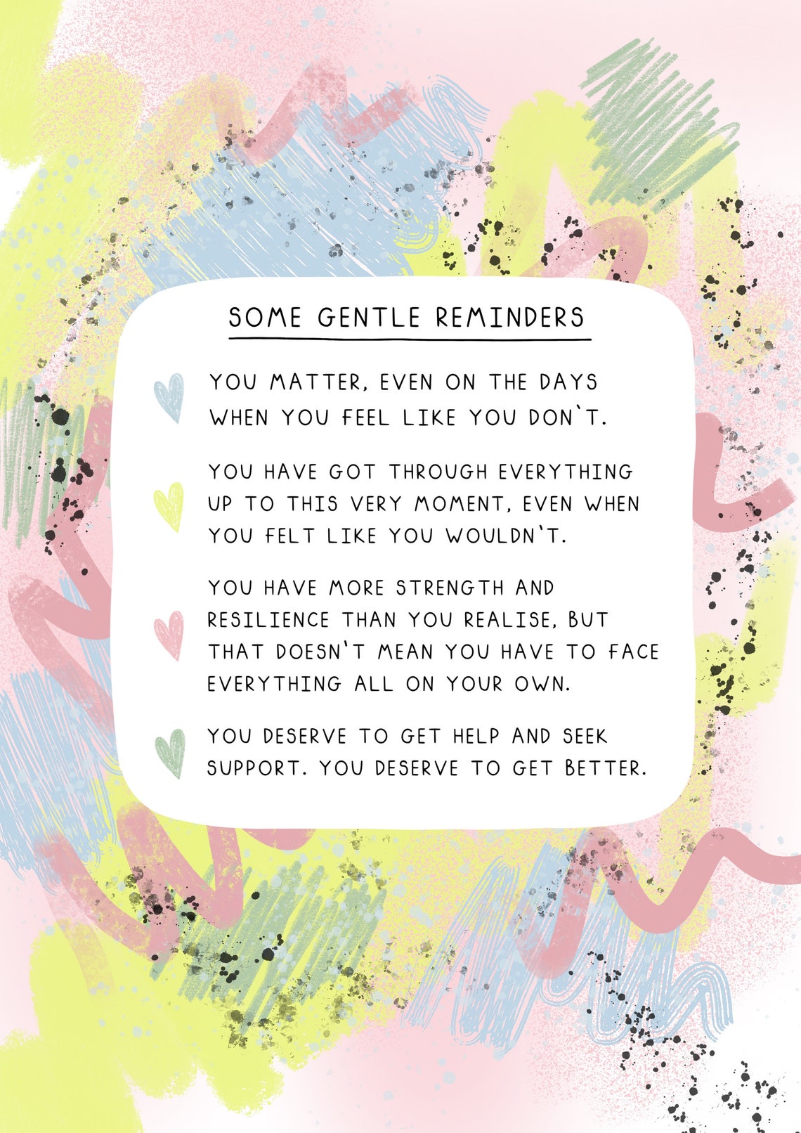Gentle Reminders Card A6 Mental Health Positive Reminder | Etsy