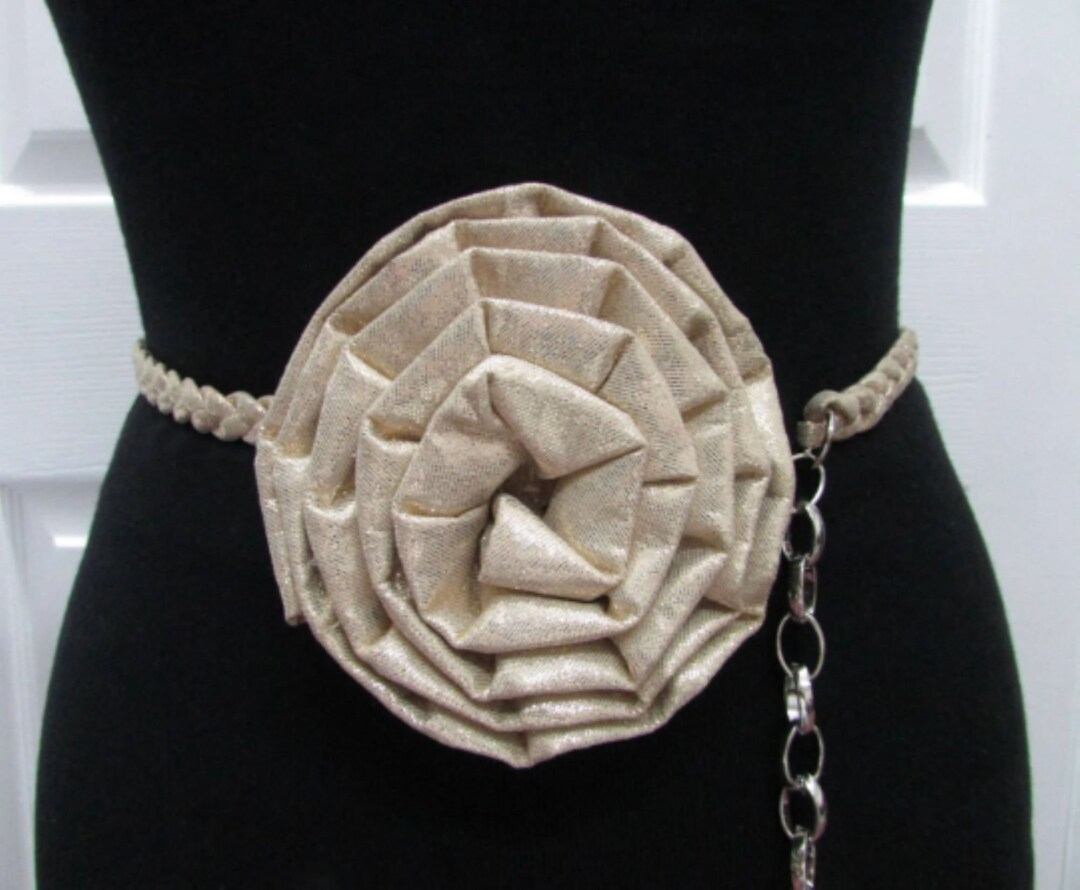 1990s Gold Woven Super Skinny Large Flower Belt SM GVC - Etsy