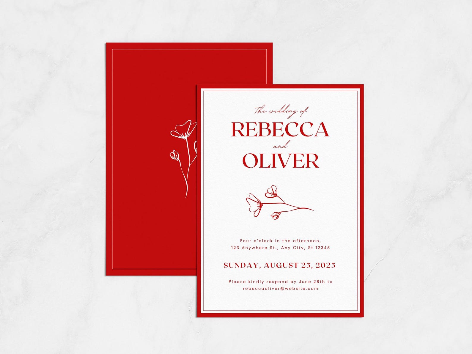 Red Wedding Invitation Template: Modern Classic Suite (digital Download ...
