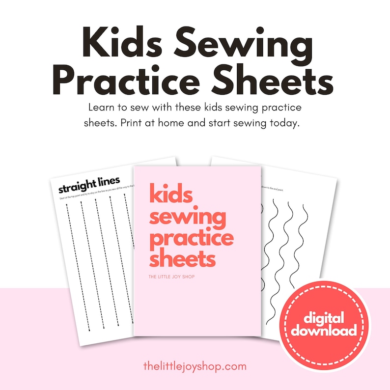 Kids Sewing Practice Sheets - Teach Kids How to Sew - Digital Download ...