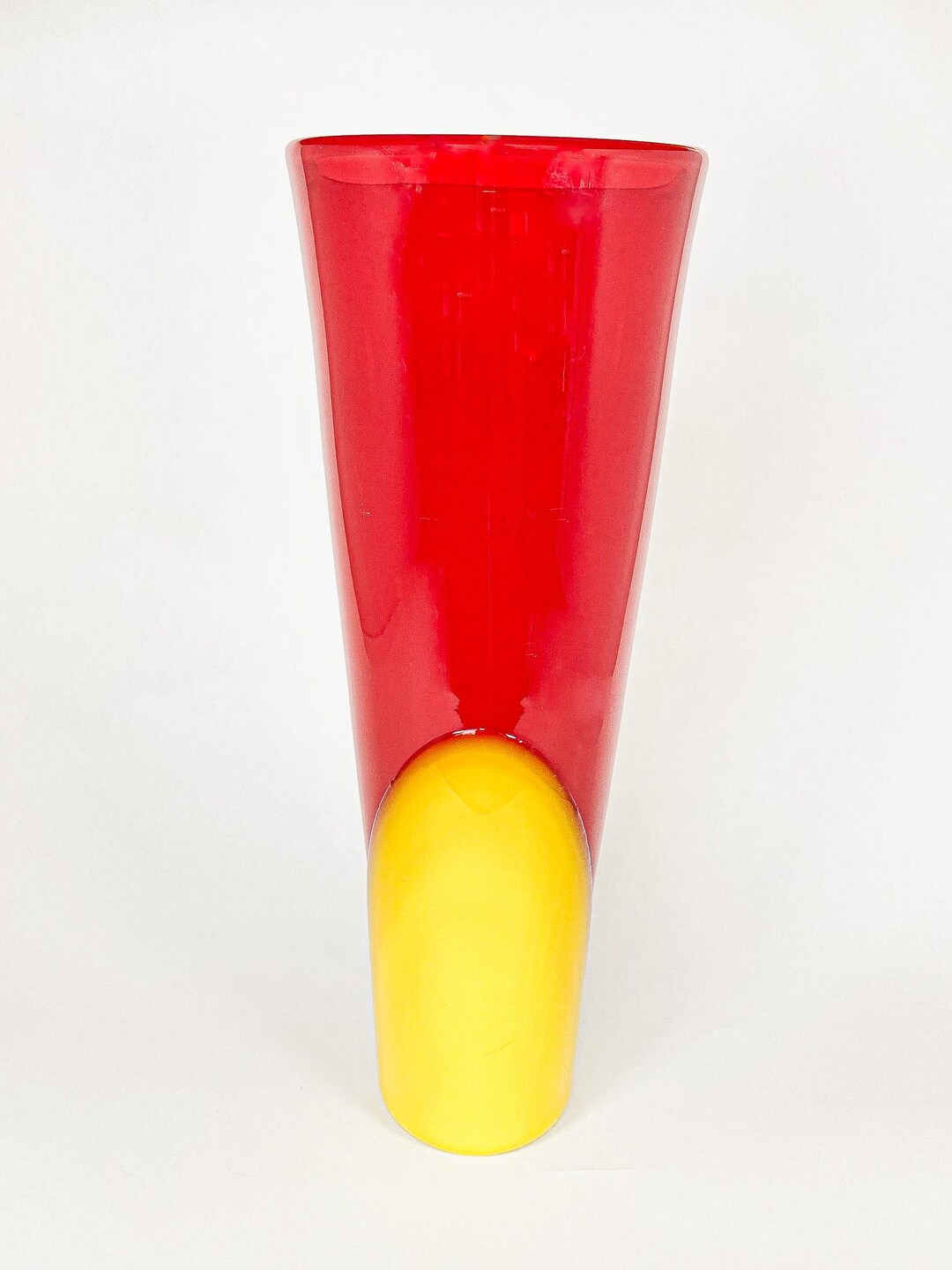 Tall Hand Blown Glass Vase Ruby Red With Yellow sunburst: A Real ...